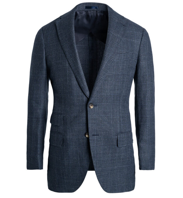 Slate Glen Plaid Wool Cotton Linen Bedford Jacket - Custom Fit Tailored ...