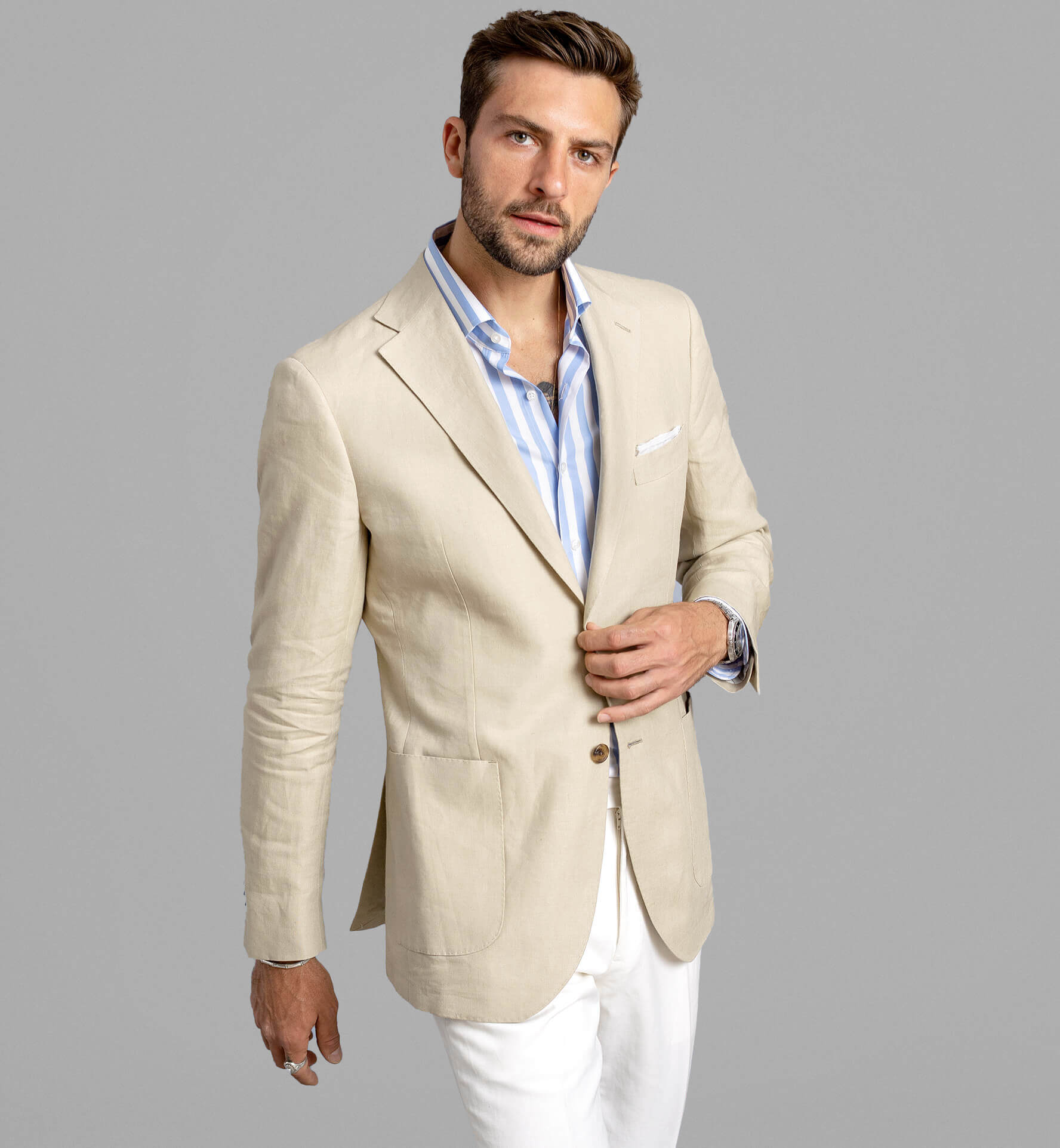 Bedford Beige Irish Linen Jacket - Custom Fit Tailored Clothing