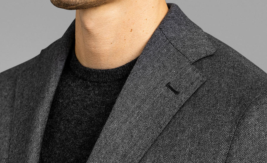 Bedford Charcoal Wool Cashmere Herringbone Jacket - Custom Fit Tailored ...