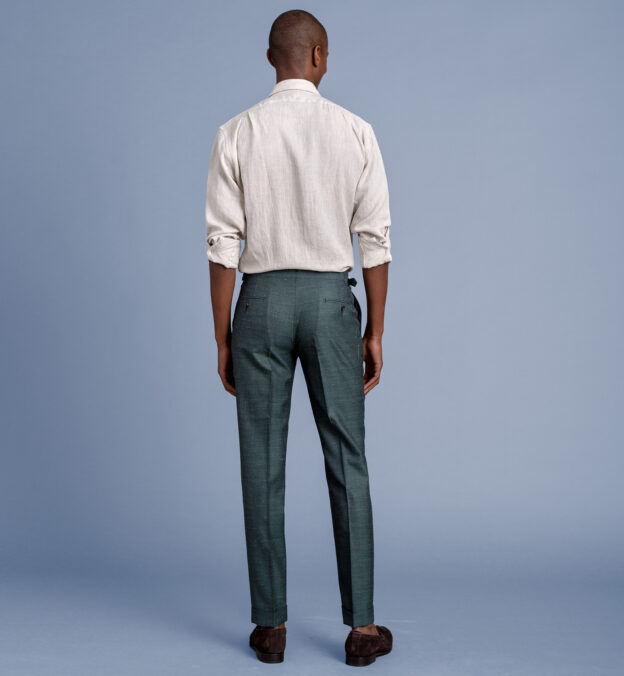 Allen Faded Green Wool Silk and Linen Dress Pant - Custom Fit Tailored ...