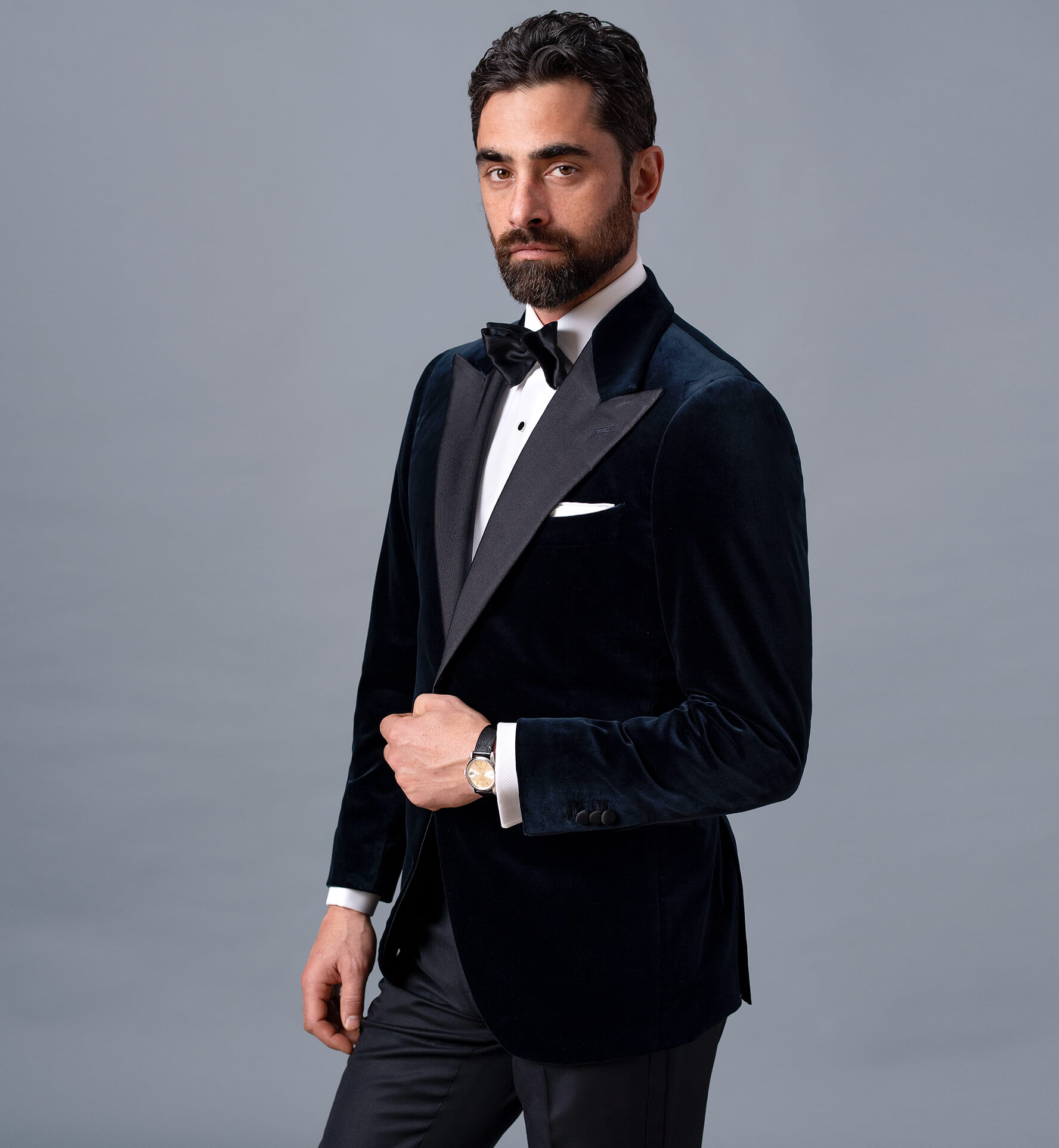 Mayfair Dark Navy Stretch Velvet Dinner Jacket - Custom Fit Tailored ...