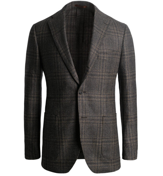 Bedford Brown Melange Plaid Wool Jacket - Custom Fit Tailored Clothing