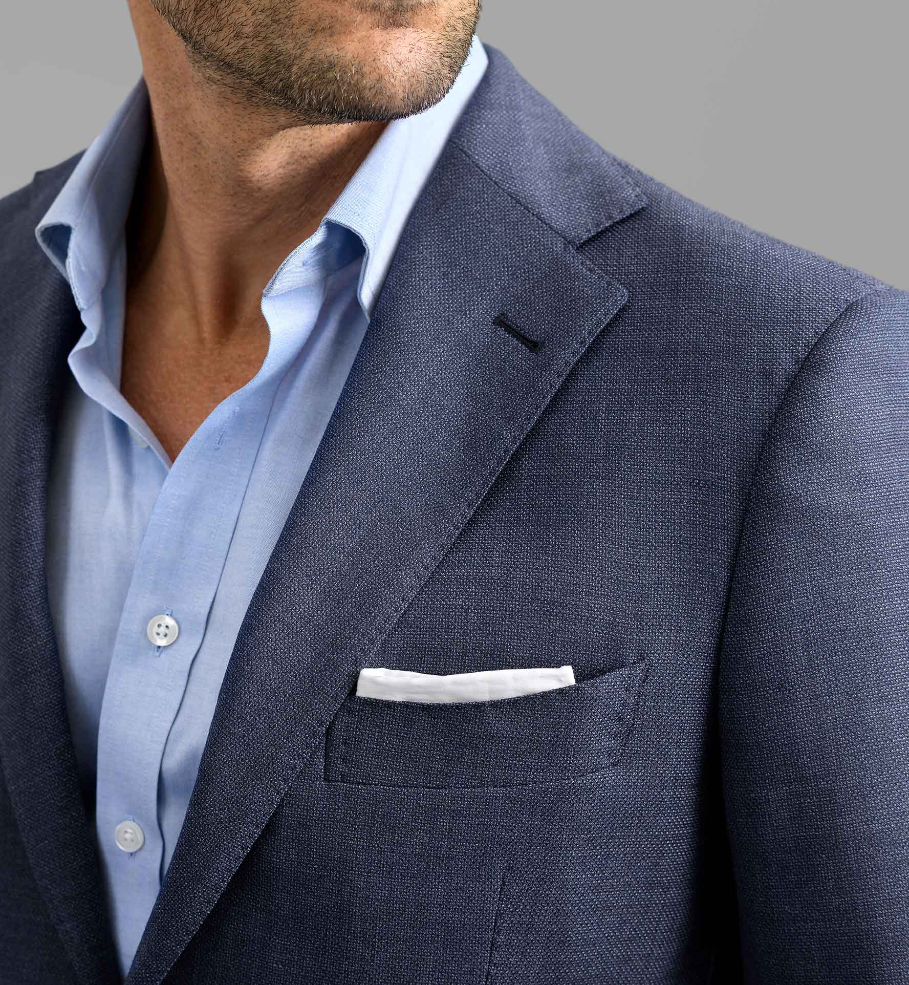 Bedford Blue Melange Hopsack Jacket - Custom Fit Tailored Clothing