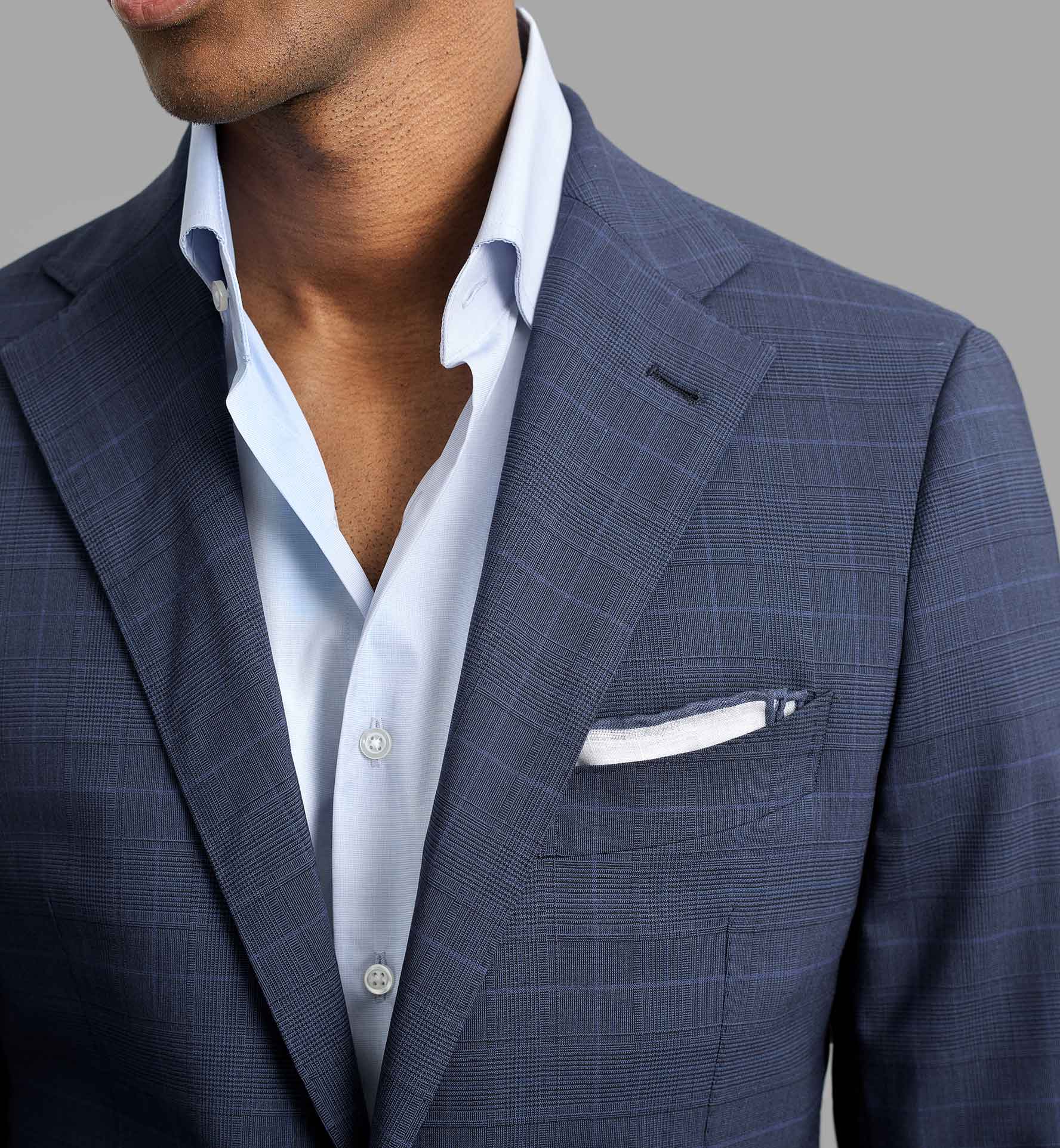 Allen Navy Prince of Wales Stretch Wool Suit - Custom Fit Tailored Clothing