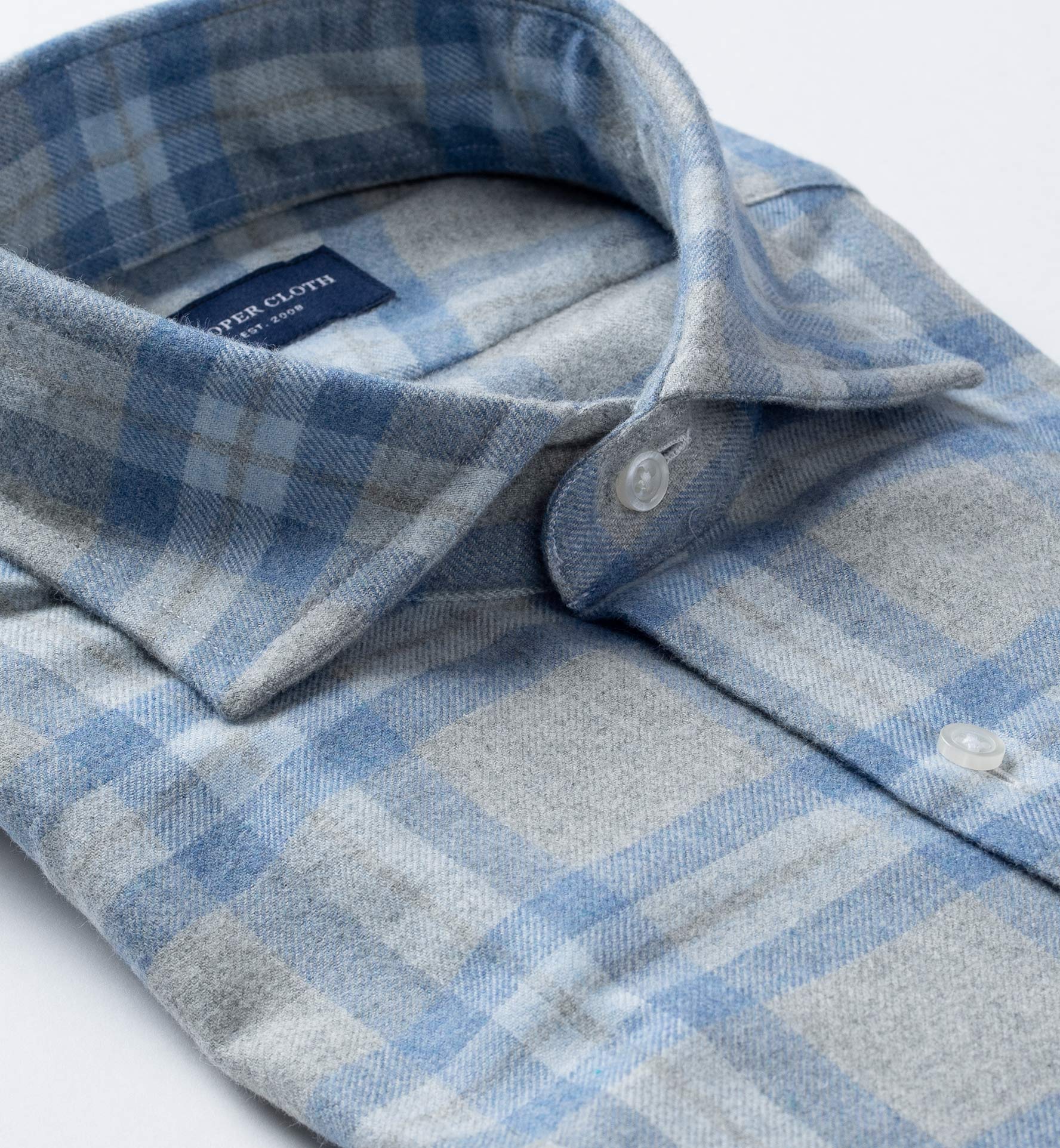Canclini Light Grey and Blue Plaid Beacon Flannel Custom Made Shirt by ...
