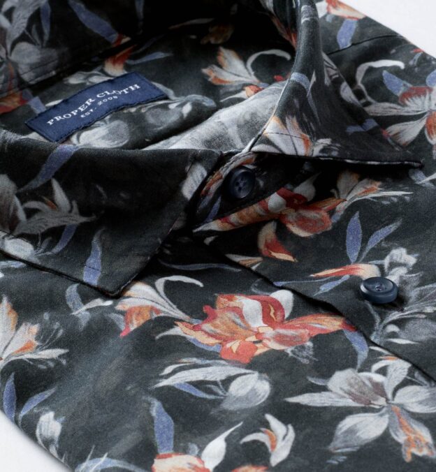 Albiate Multi Color Large Floral Print Short Sleeve Shirtby Proper Cloth