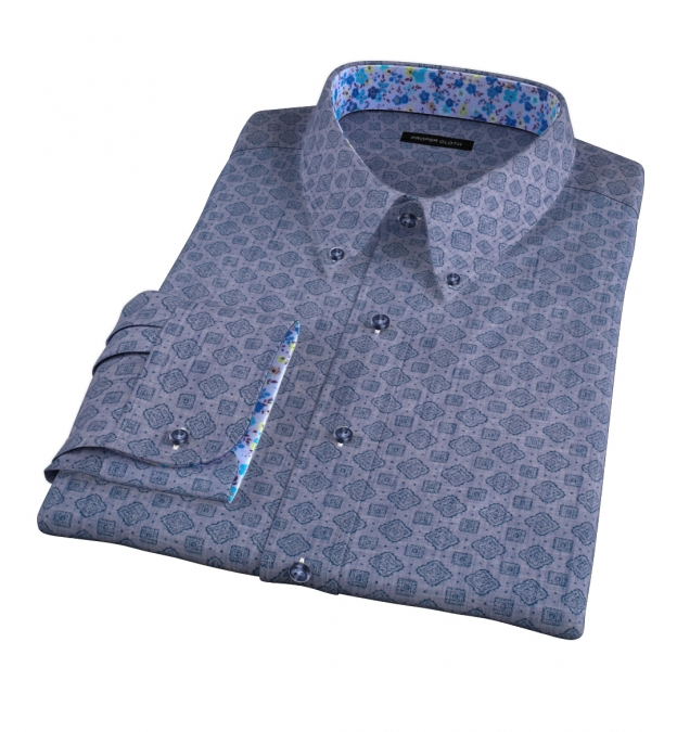 Albini Foulard Print Chambray Custom Dress Shirt by Proper Cloth