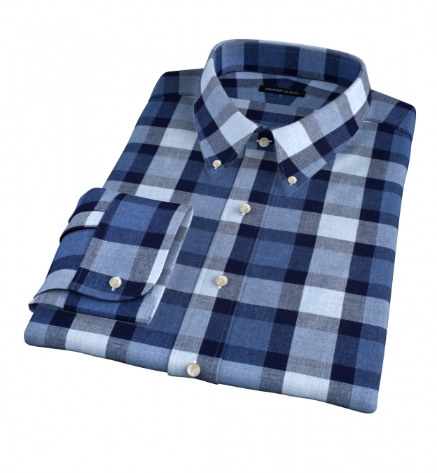 Light Blue Large Plaid Flannel Tailor Made Shirt by Proper Cloth