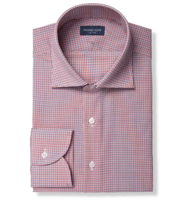 Reda Red and Blue Small Grid Merino Wool Shirt by Proper Cloth