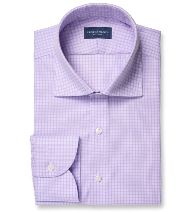 Mayfair Wrinkle-Resistant Lavender Micro Check Shirt by Proper Cloth