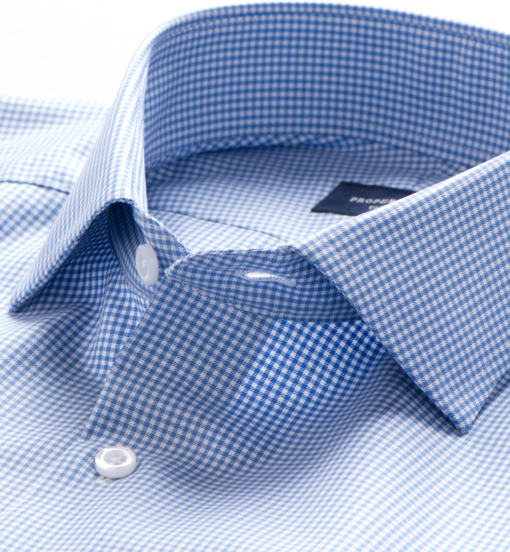 Greenwich Blue Mini Check Dress Shirt by Proper Cloth