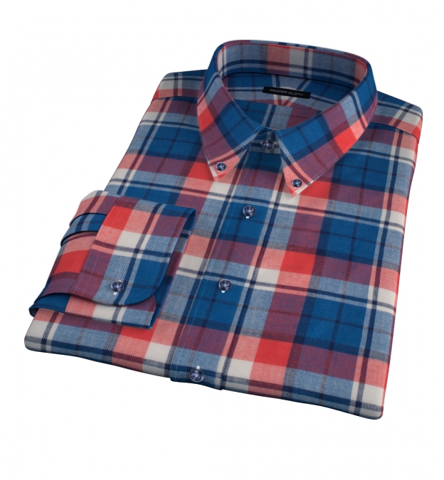 Japanese Red and Blue Plaid Fitted Shirt by Proper Cloth