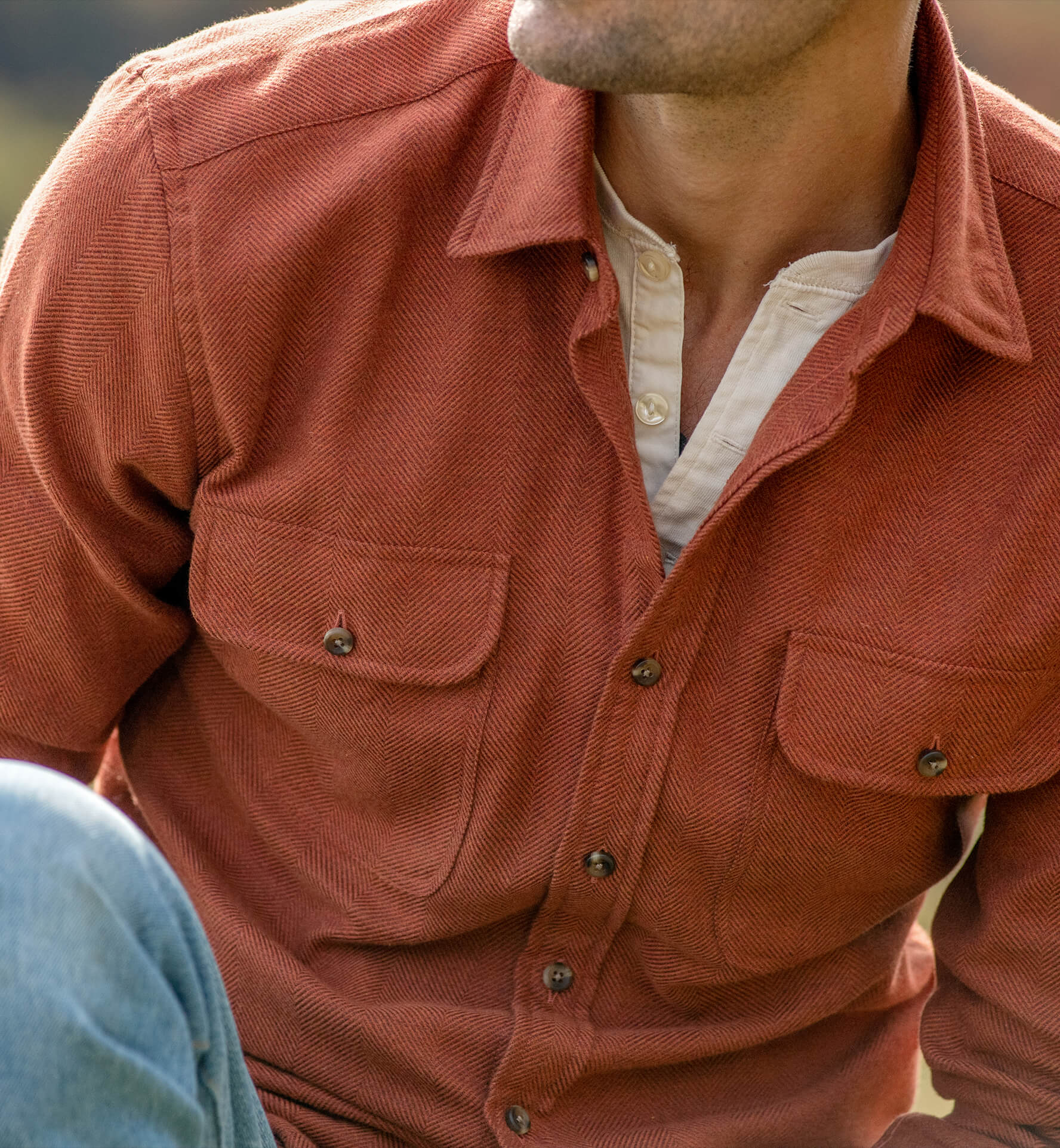 Canclini Rust Large Herringbone Beacon Flannel by Proper Cloth