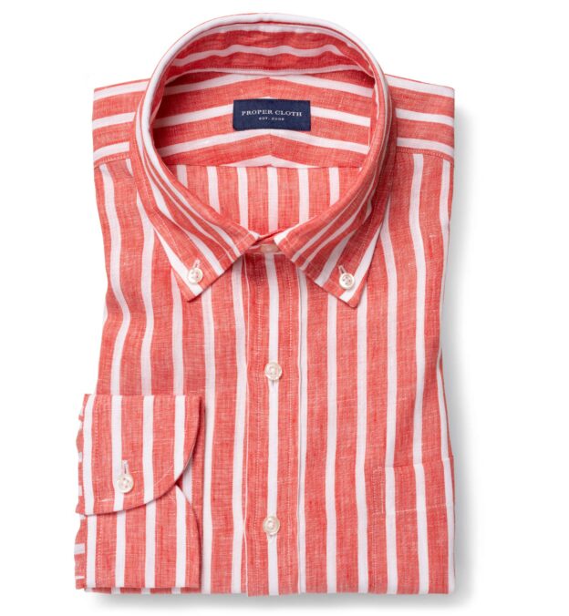 Grandi and Rubinelli Red Stripe Linen by Proper Cloth