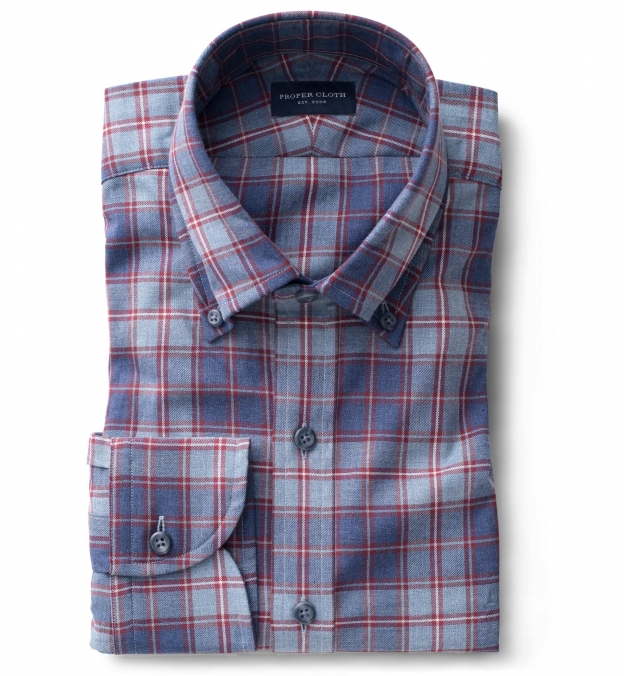 Red and Blue Melange Plaid Shirts by Proper Cloth