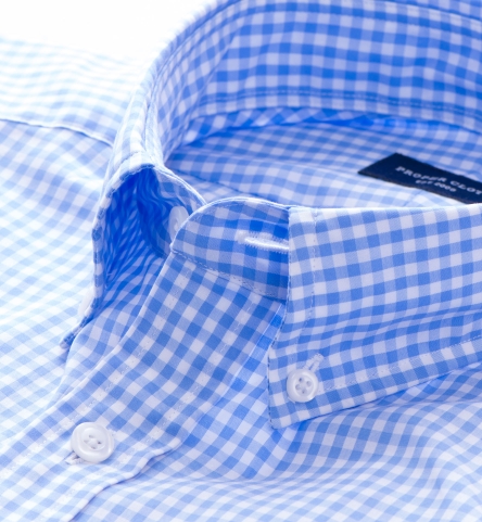 Light Blue Medium Gingham Fitted Shirt by Proper Cloth