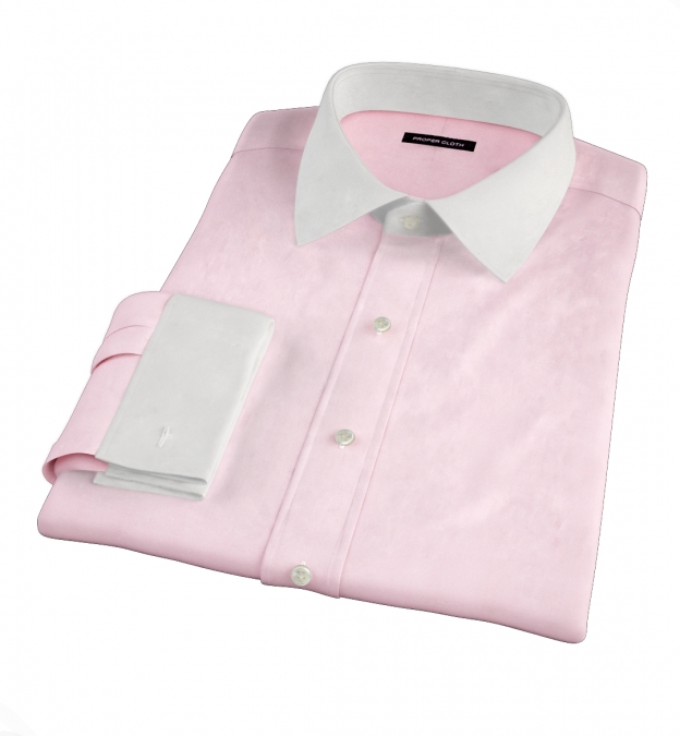 Pink Wrinkle-Resistant Cavalry Twill Fitted Dress Shirt Shirt by Proper ...