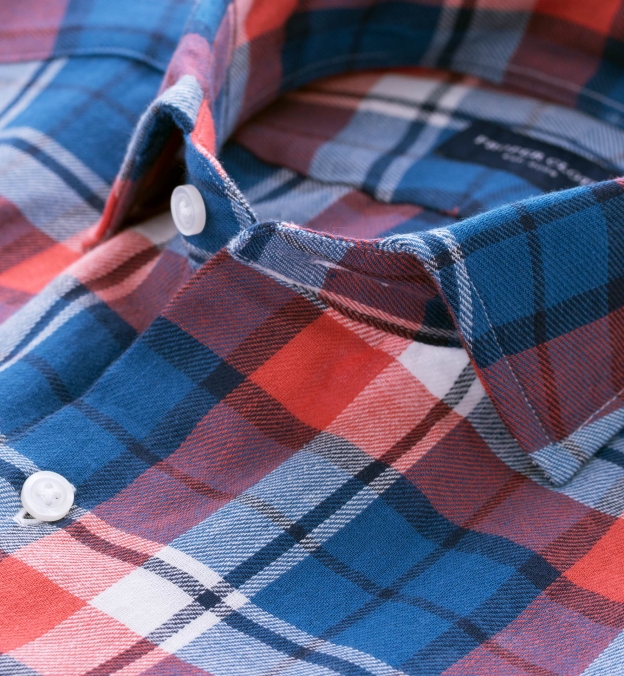 Japanese Red and Blue Plaid Fitted Dress Shirt by Proper Cloth
