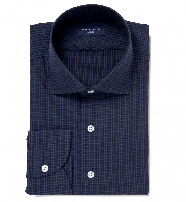 Thompson Midnight Plaid Fitted Shirt Shirt by Proper Cloth