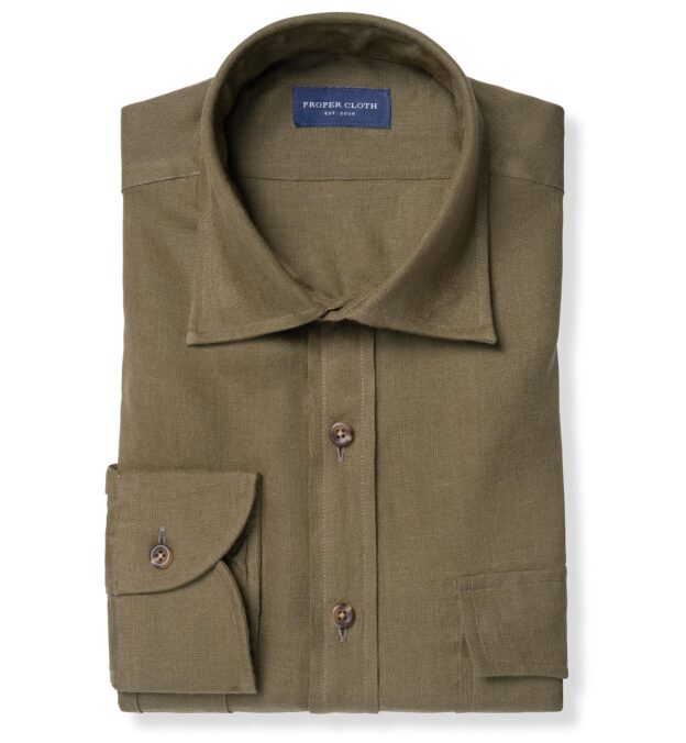 Baird McNutt Olive Irish Linen Shirt by Proper Cloth