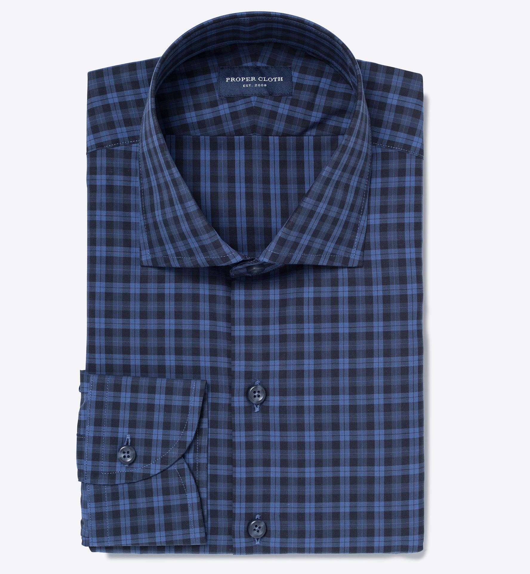 Thompson Blue and Navy Plaid Custom Made Shirt by Proper Cloth