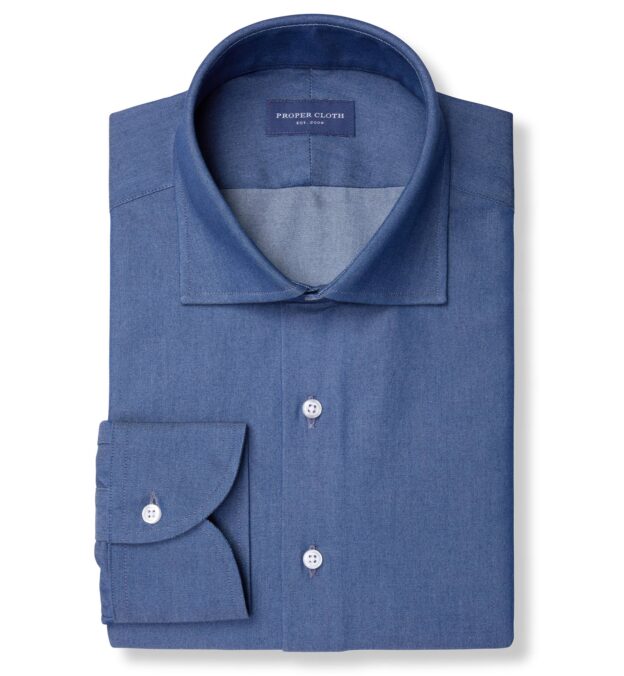 Albiate Washed Denim Twill Shirt by Proper Cloth