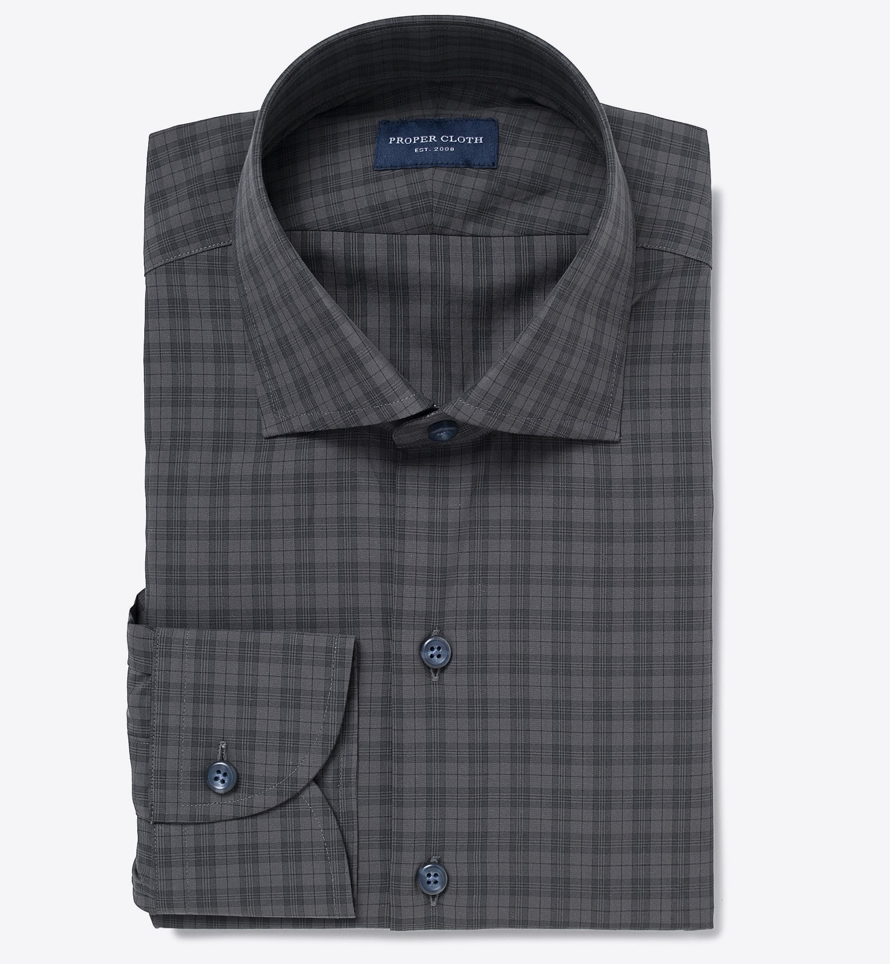 Thompson Grey Plaid Men's Dress Shirt by Proper Cloth