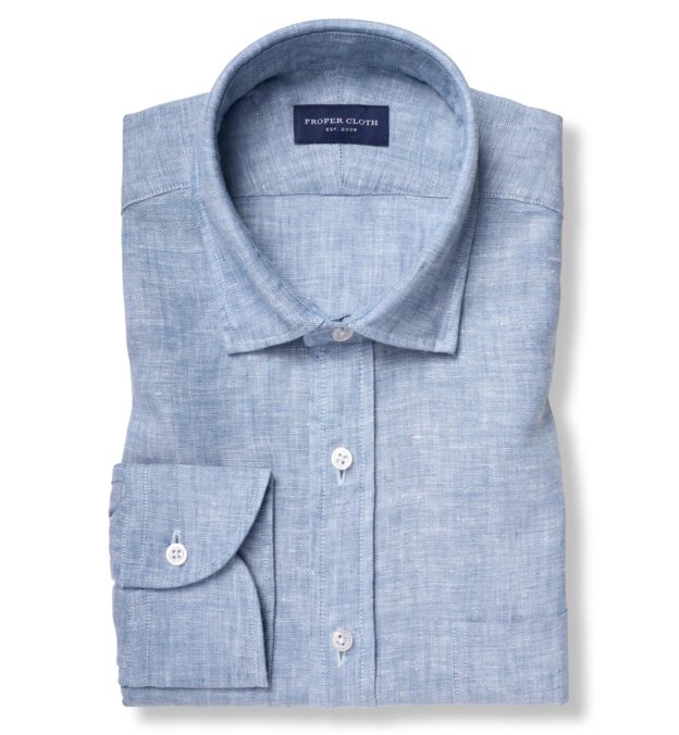 Washed Blue Chambray Linen Shirts by Proper Cloth