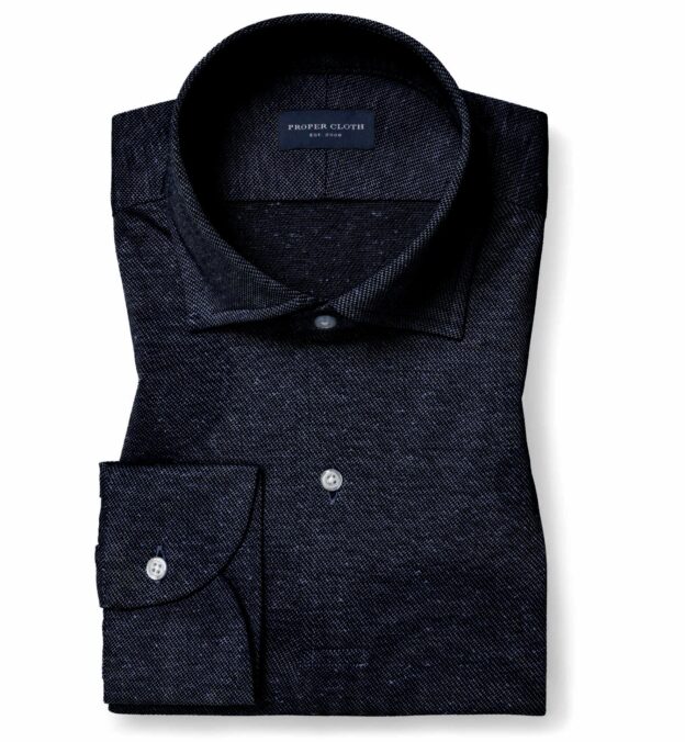 Navy Slub Knit Pique by Proper Cloth