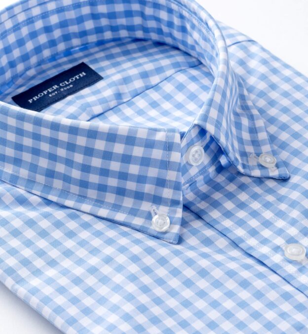 Light Blue Medium Gingham Tailor Made Shirt by Proper Cloth