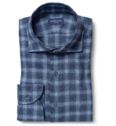 Whistler Slate and Light Blue Windowpane Flannel Shirts by Proper Cloth