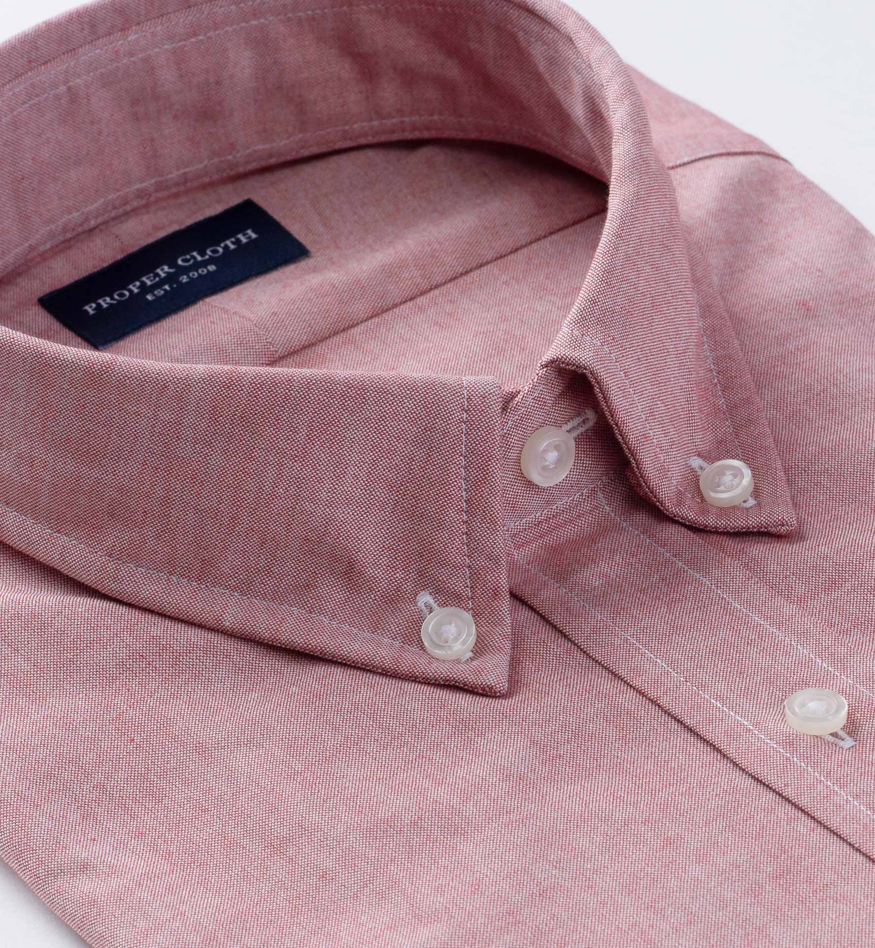 Carrara Faded Red Chambray Fitted Dress Shirt by Proper Cloth