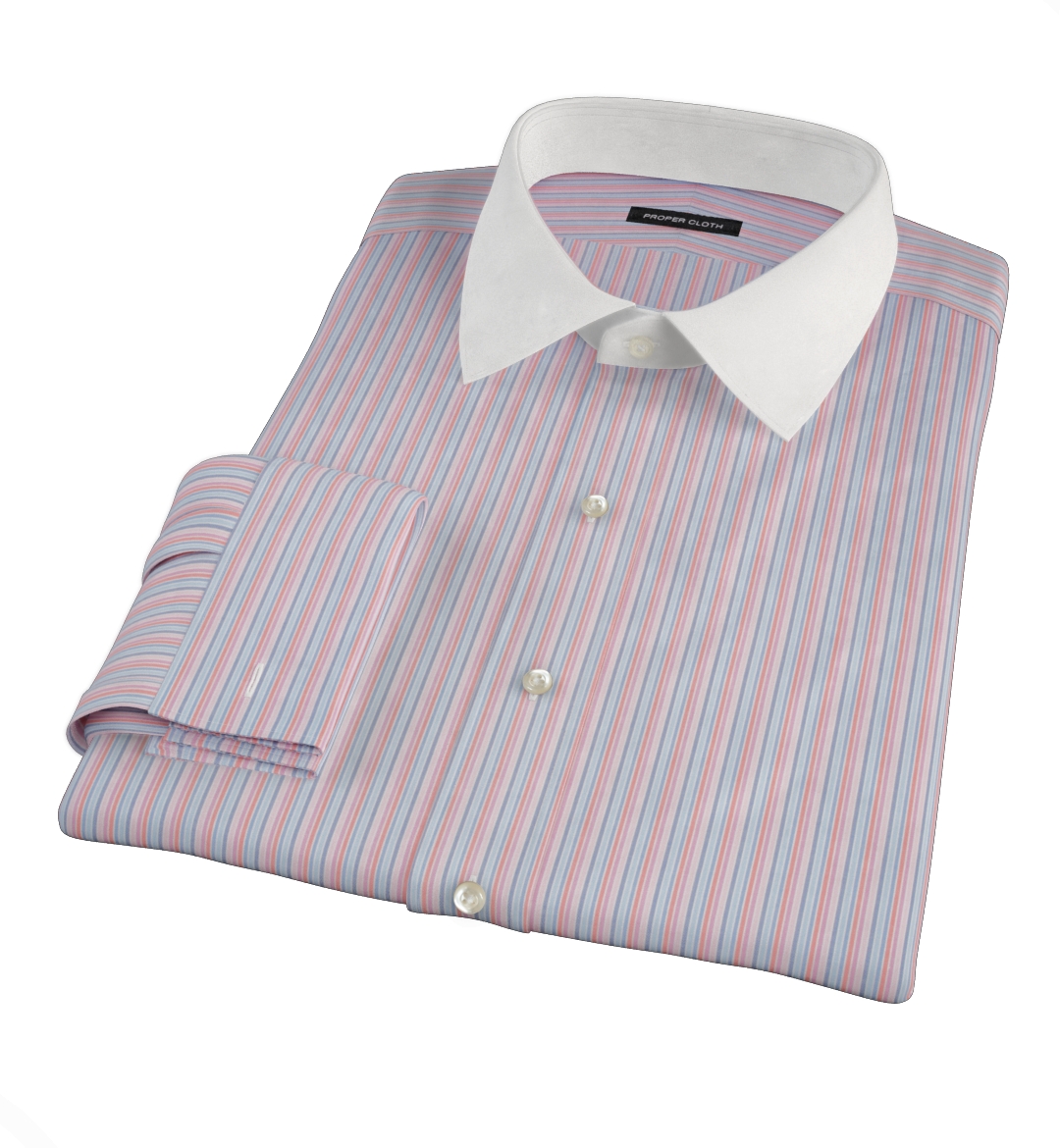 Pink Rainbow Stripe Pinpoint Fitted Shirt by Proper Cloth