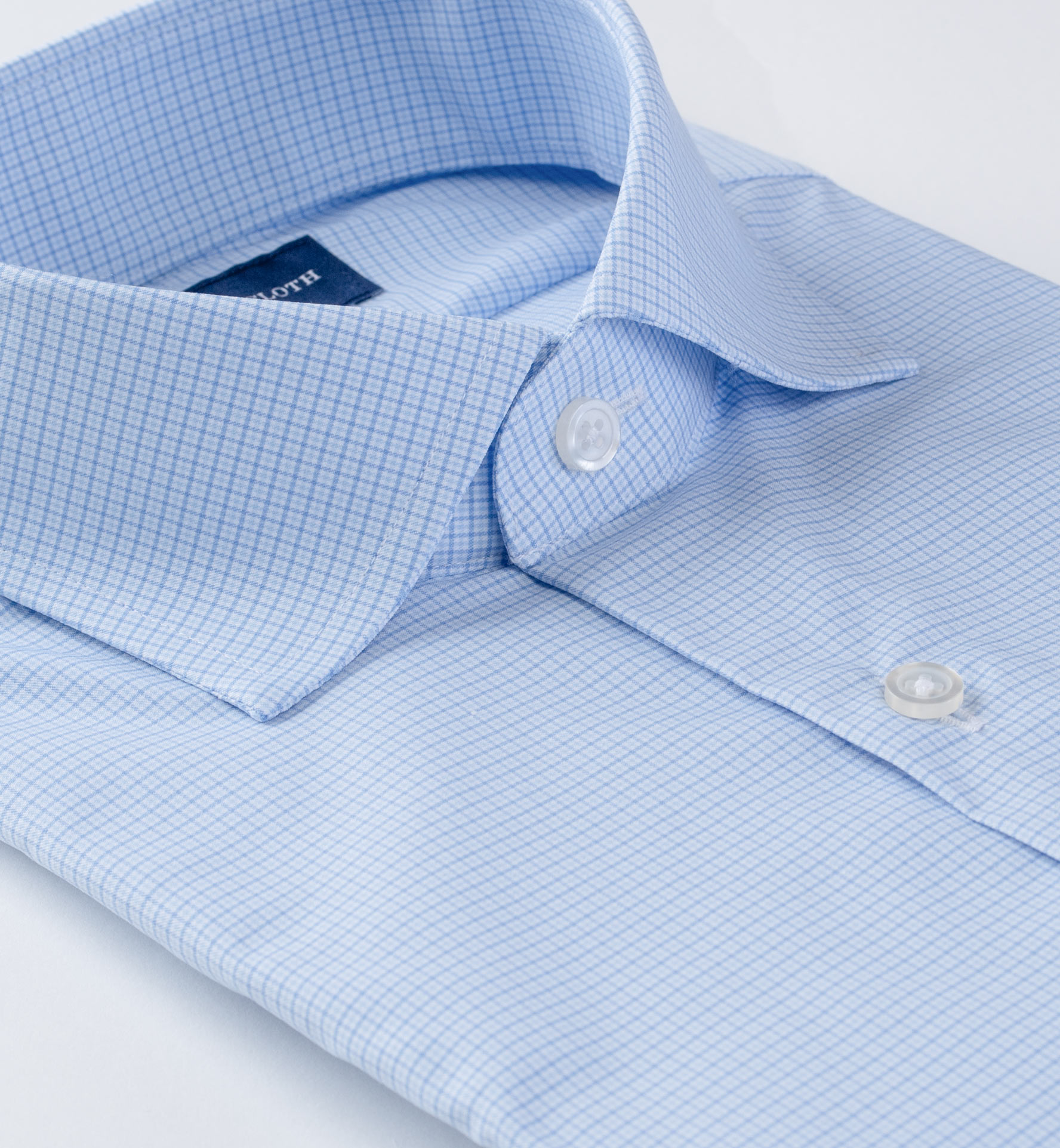 Performance Light Blue and Blue Micro Check by Proper Cloth