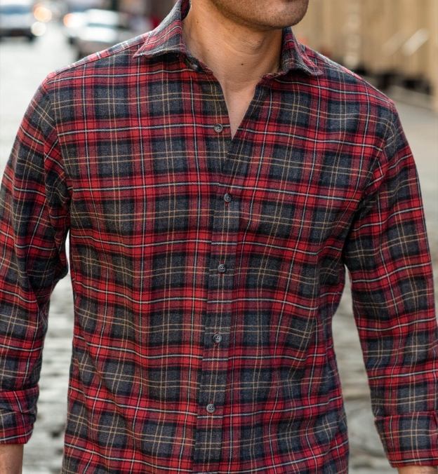 Japanese Red and Grey Plaid Flannel by Proper Cloth