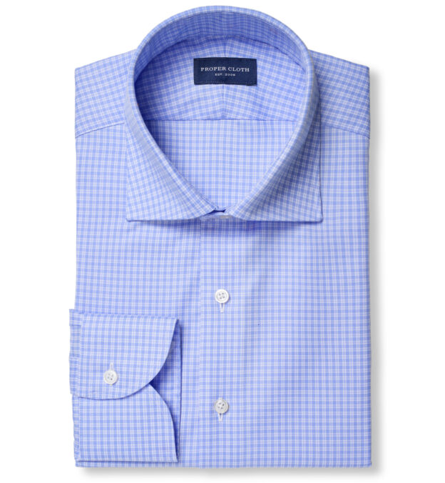 Mayfair Wrinkle-Resistant Blue Micro Check Shirt by Proper Cloth