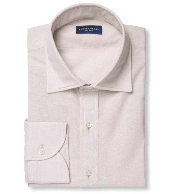 Faded Sand Cotton and Linen Blend Shirt by Proper Cloth