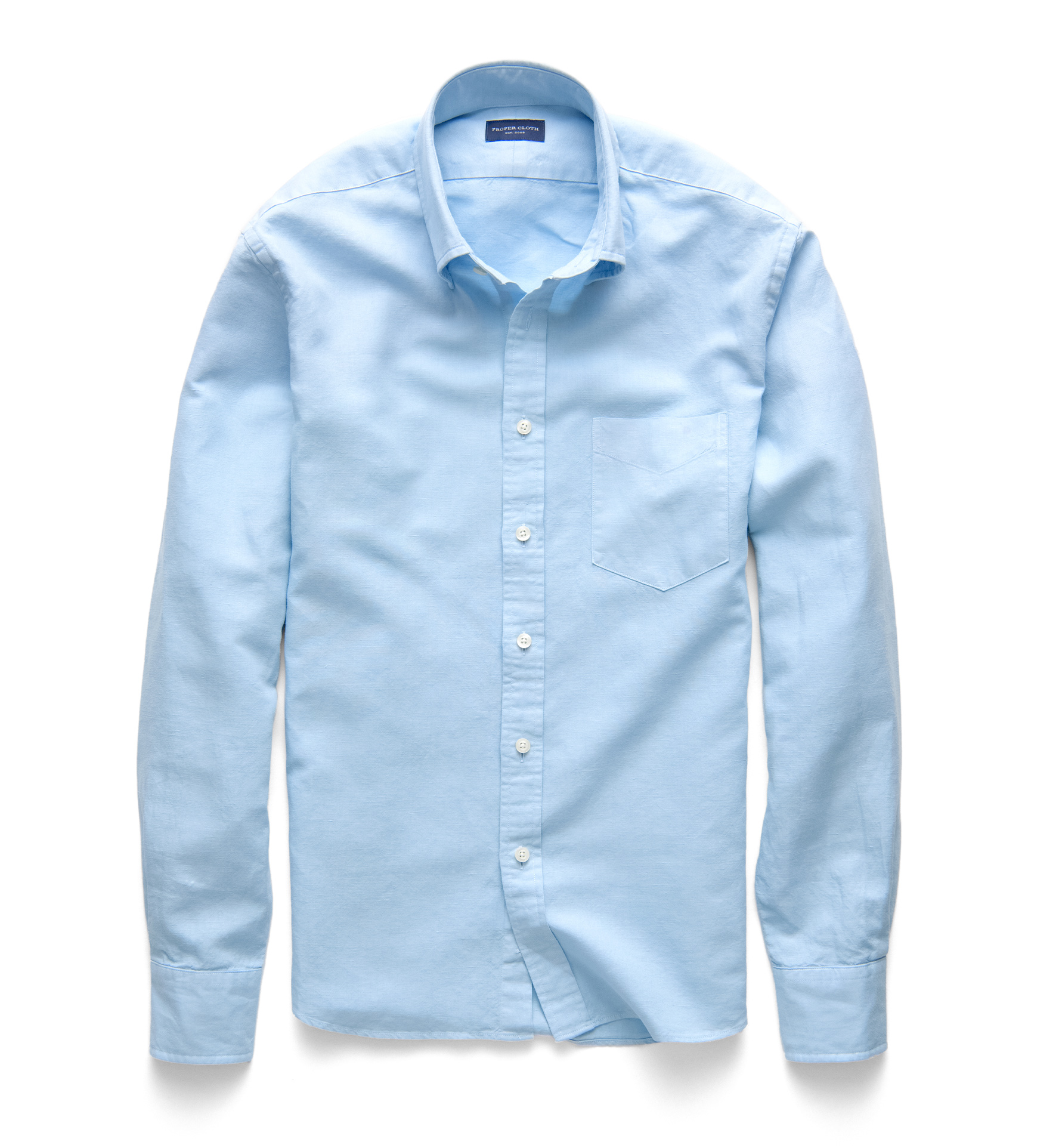 Sky Blue Garment Dyed Cotton Linen Oxford by Proper Cloth