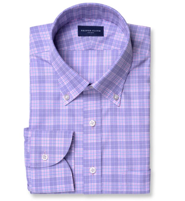 Thomas Mason Non-Iron Lavender and Pink Multi Check by Proper Cloth