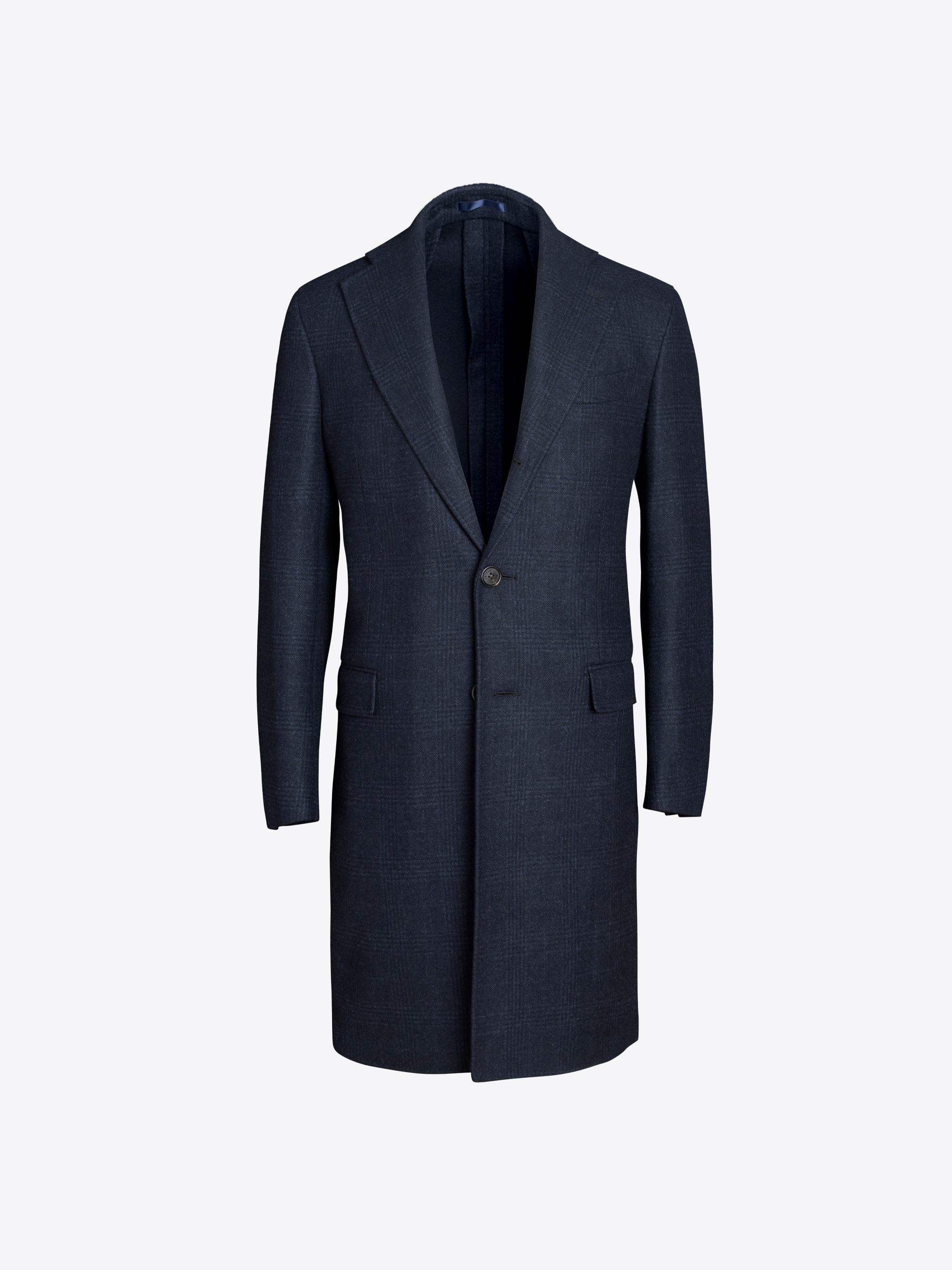 Bowery Navy Plaid Wool Unstructured Coat by Proper Cloth