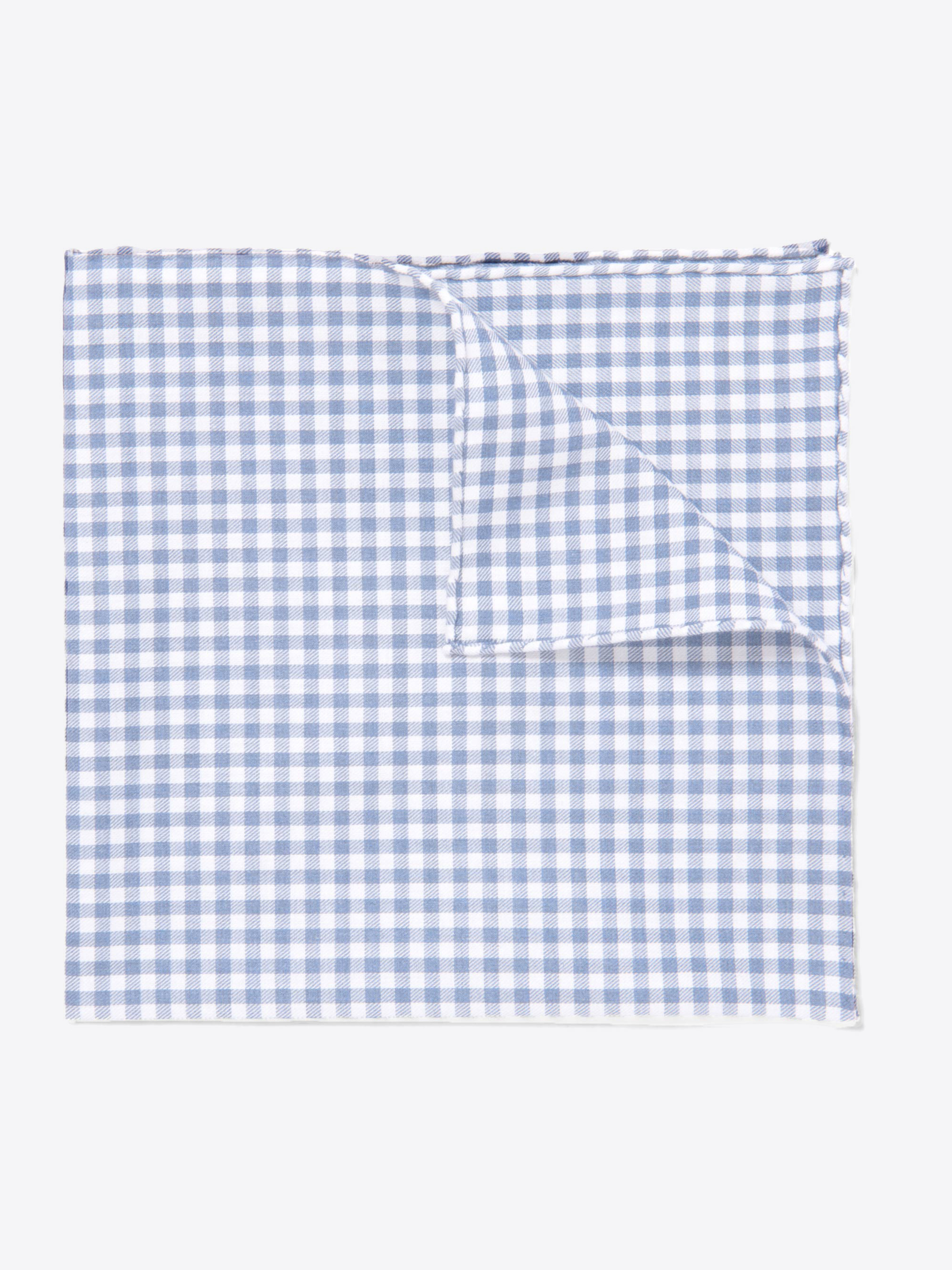 Blue Peached Gingham Pocket Square by Proper Cloth
