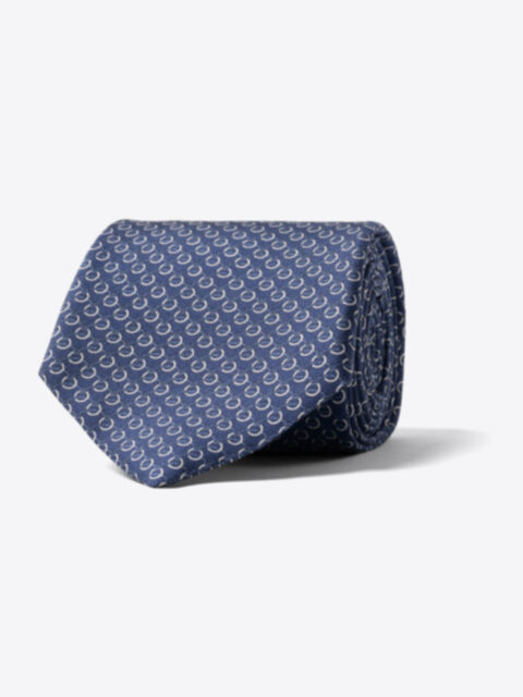 Navy and Red Small Print Silk Tie by Proper Cloth