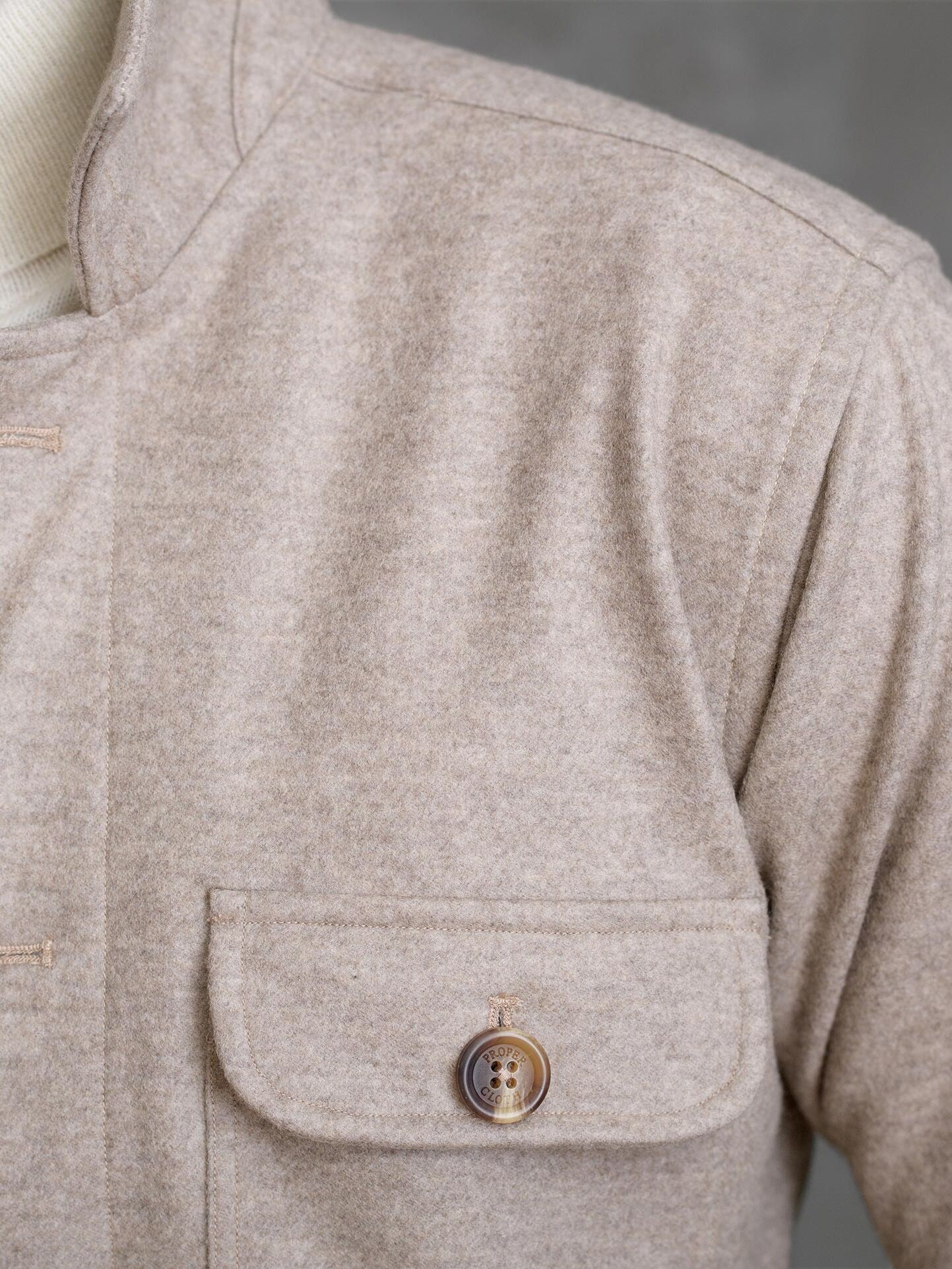 Beige Wool and Cashmere Knit Overshirt by Proper Cloth