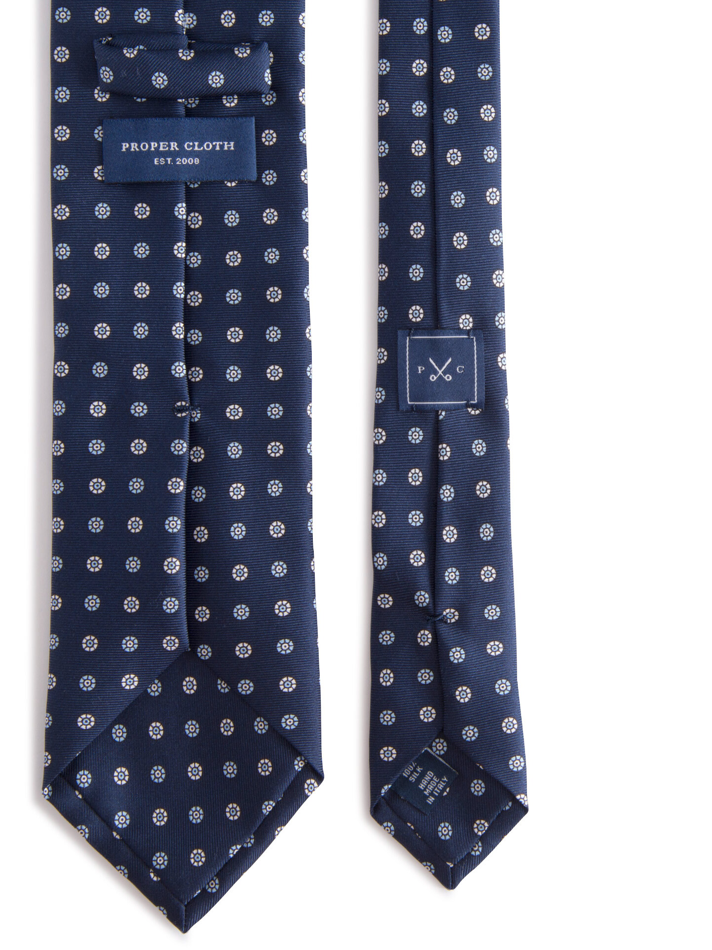 Navy Floral Print Tie by Proper Cloth