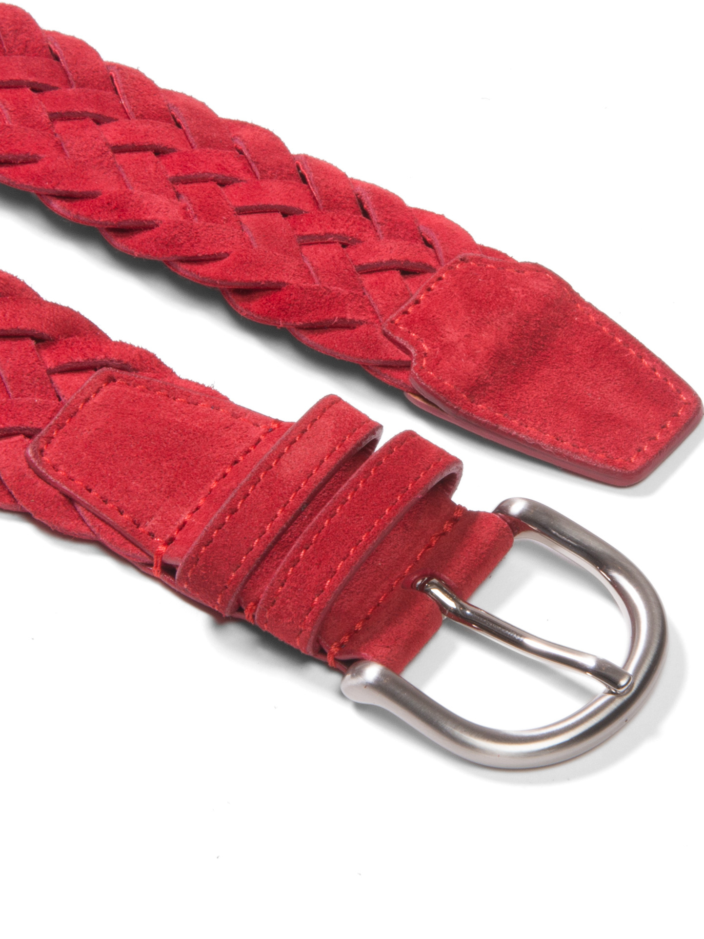 Red Suede Braided Belt by Proper Cloth