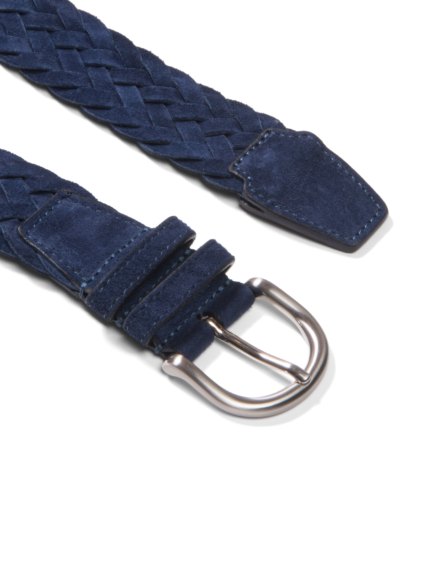 Navy Suede Braided Belt by Proper Cloth