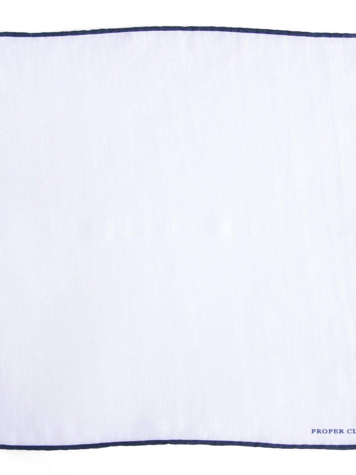 White Navy Tipped Pocket Square by Proper Cloth