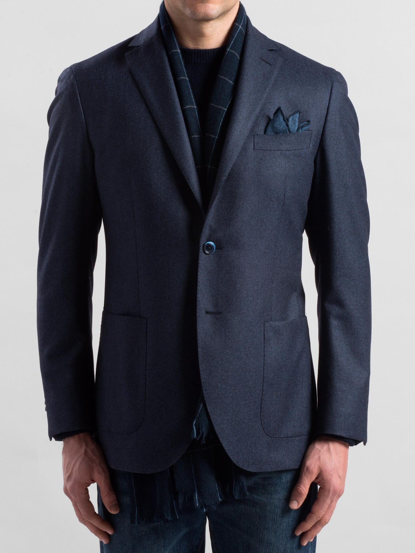 Blue Houndstooth Genova Jacket by Proper Cloth