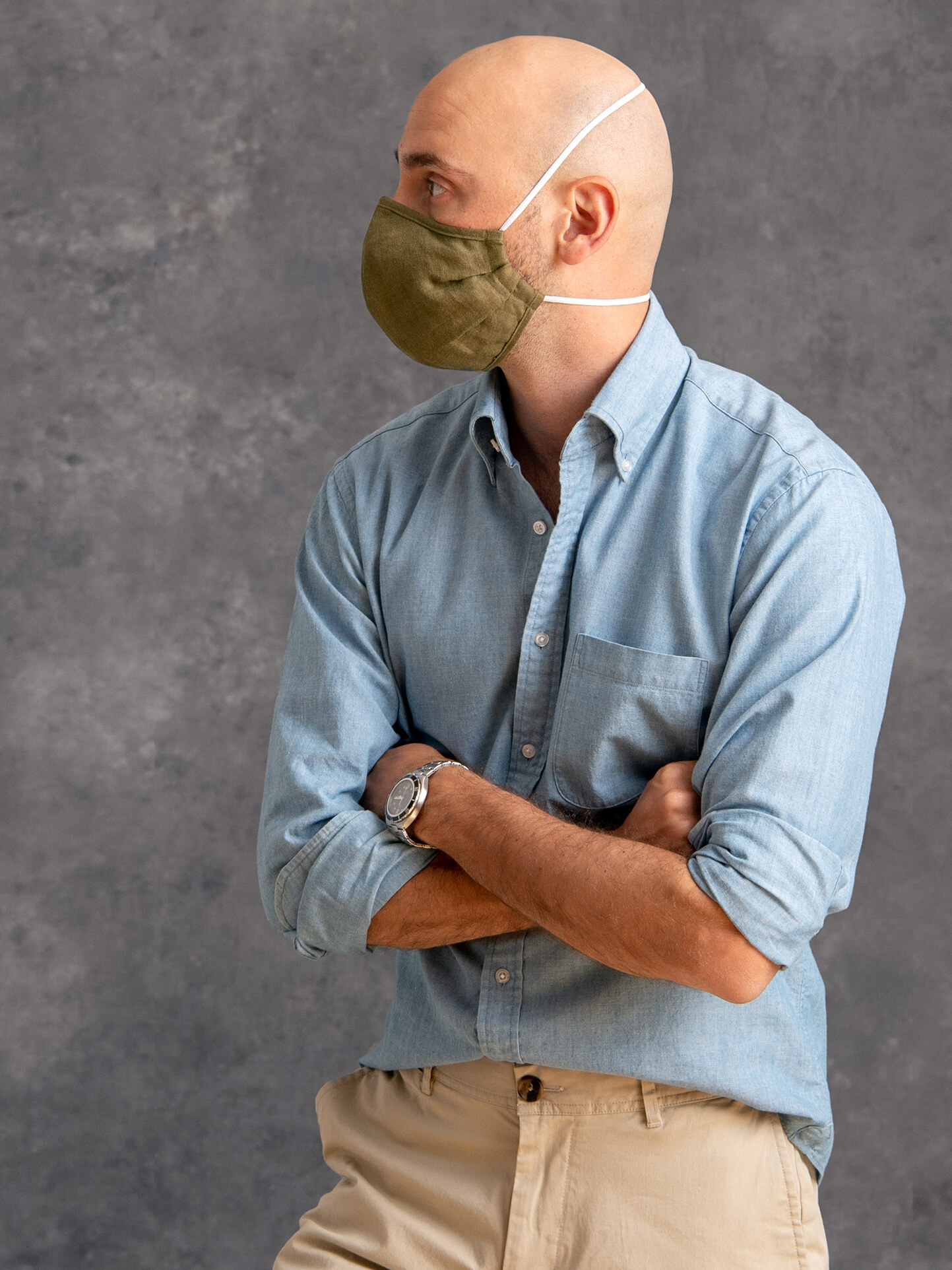 The Everyday Mask v1.3 - Olive Linen by Proper Cloth