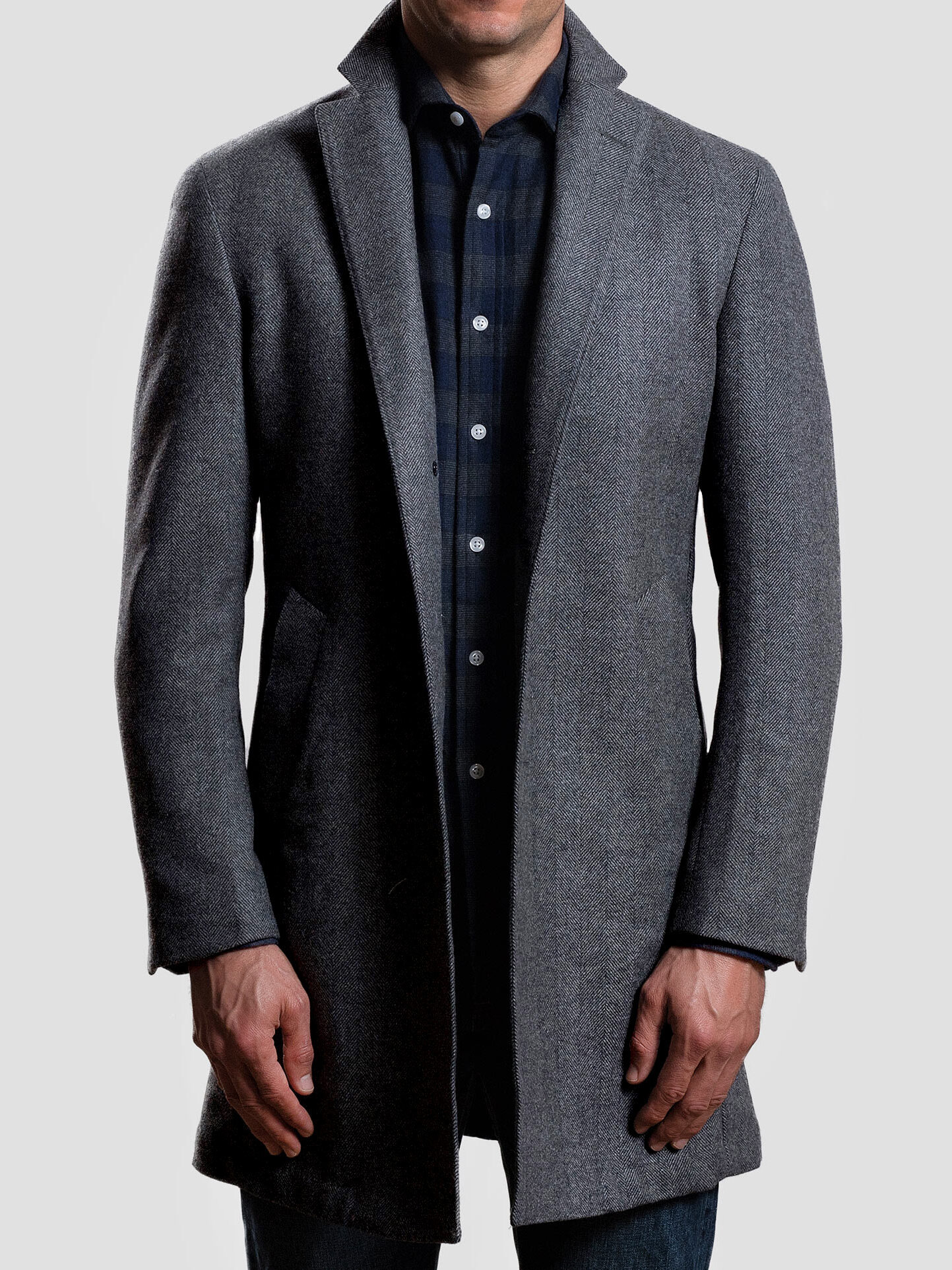 Brera Grey Herringbone Wool Overcoat by Proper Cloth